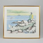 Färglitografi , Jerry Roupe, -75, Blåsippor, 40 x 58, Pt. Metropol ...