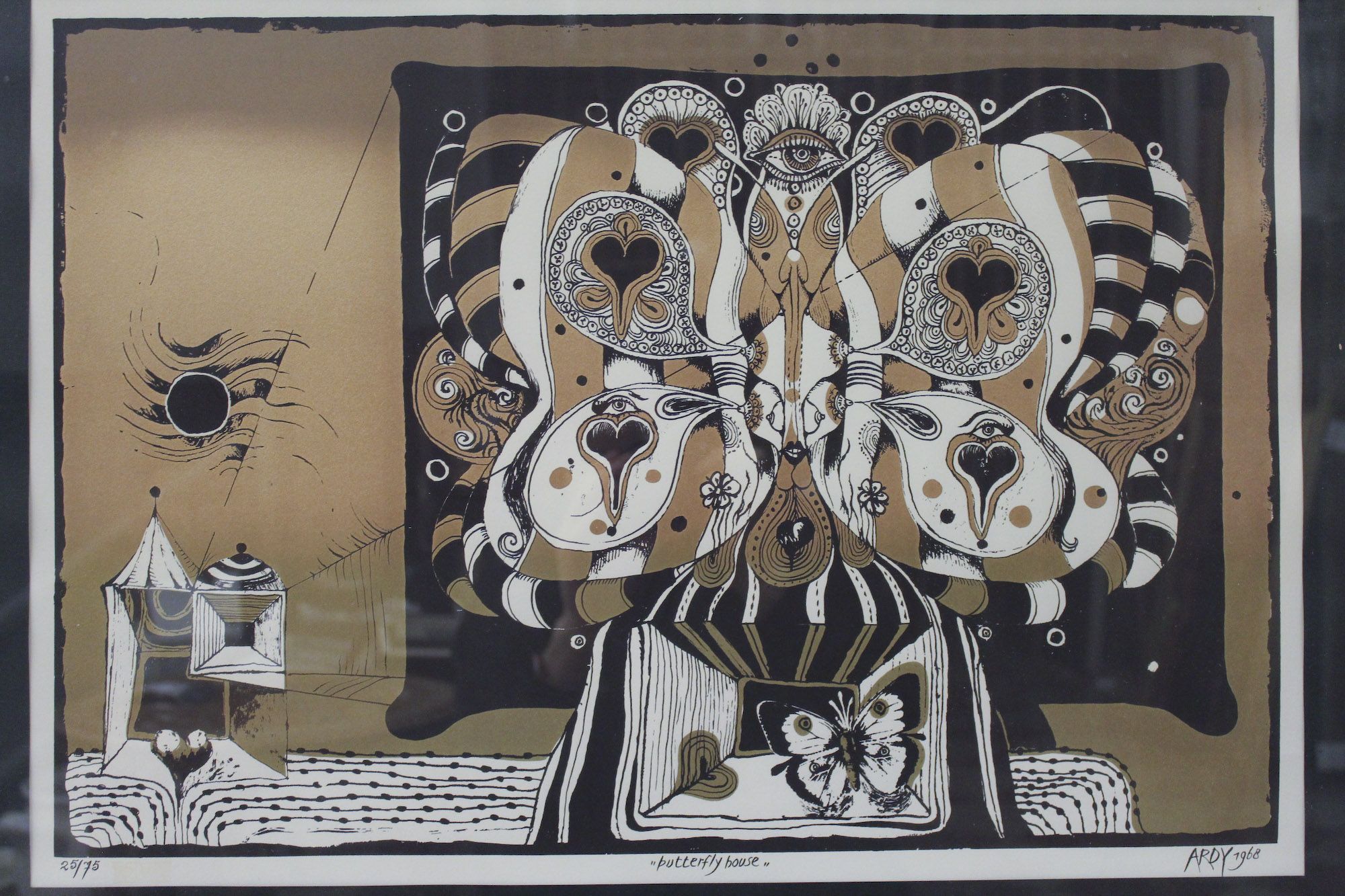 Litografi, Ardy Strüwer (f. 1939), 25/75, Butterflyhouse, 38x57 - 722 ...